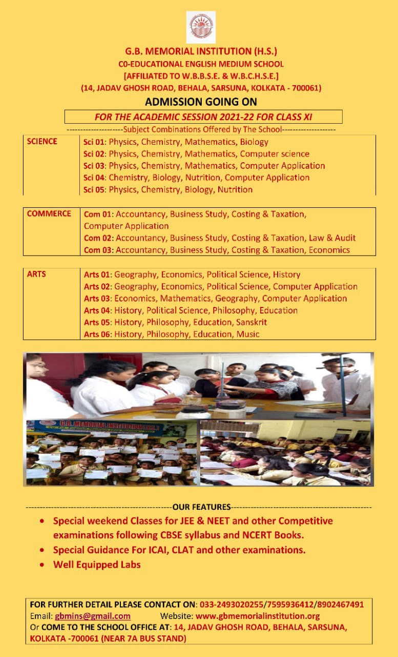 Admission Notice – G.B. Memorial Institution