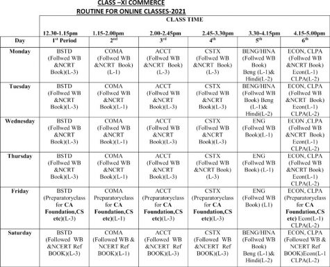 Class Routine – G.B. Memorial Institution
